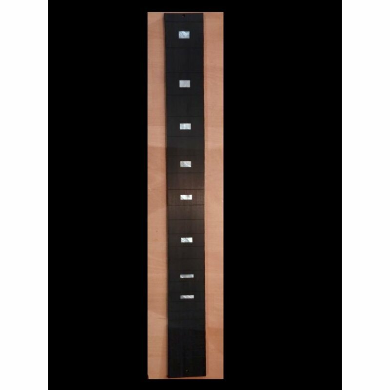 fretboard, ebony, flat with small block inlays in real white MOP, 24 ...